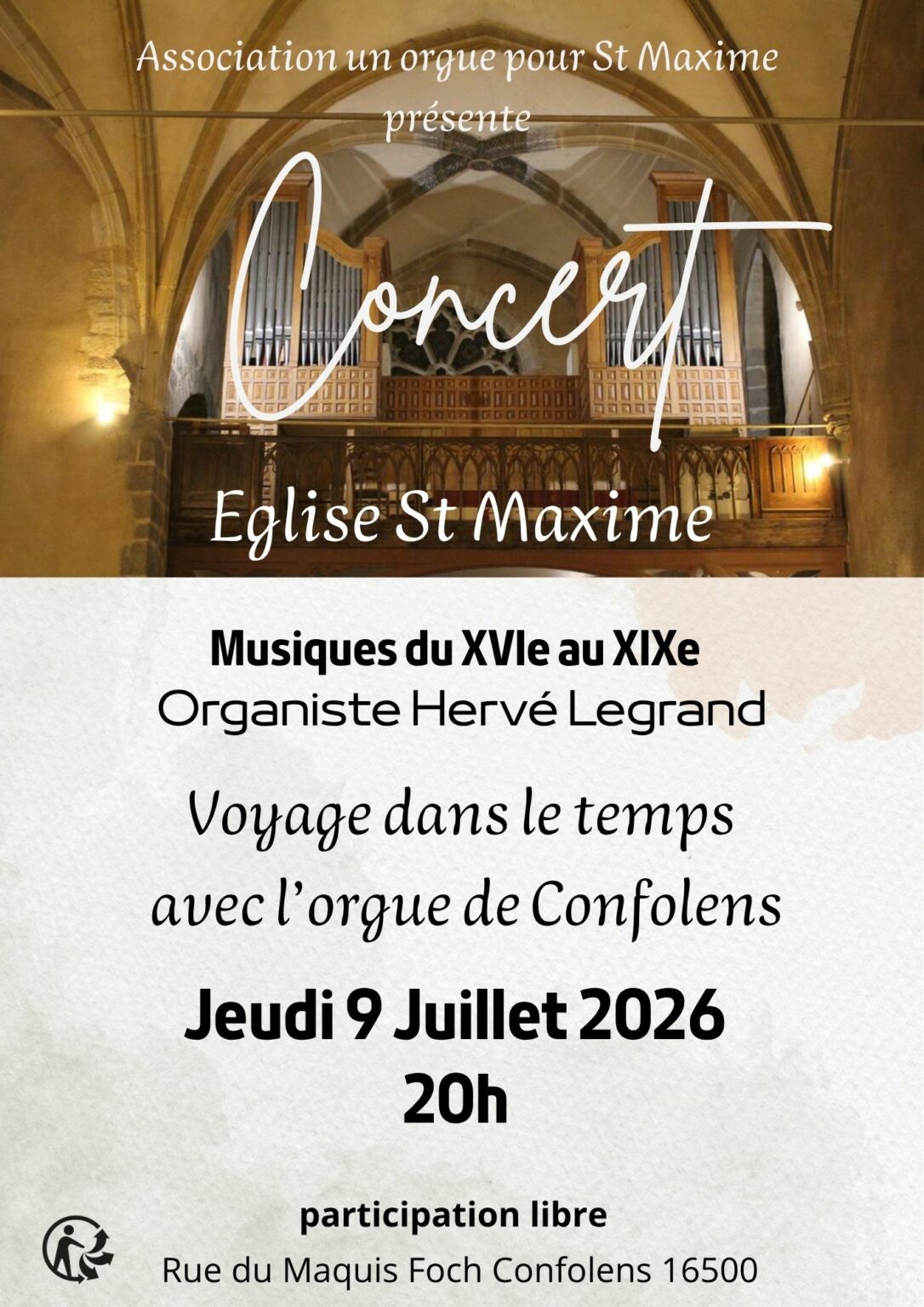 Concert d'Hervé LEGRAND - Doyenne Est Charente